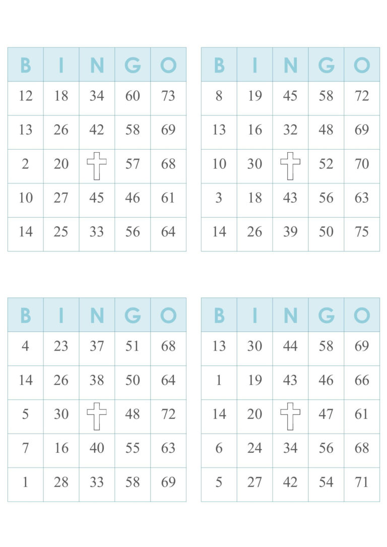 Printable Bingo Cards 4 Per Page PDF Printable Bingo Cards Printable 